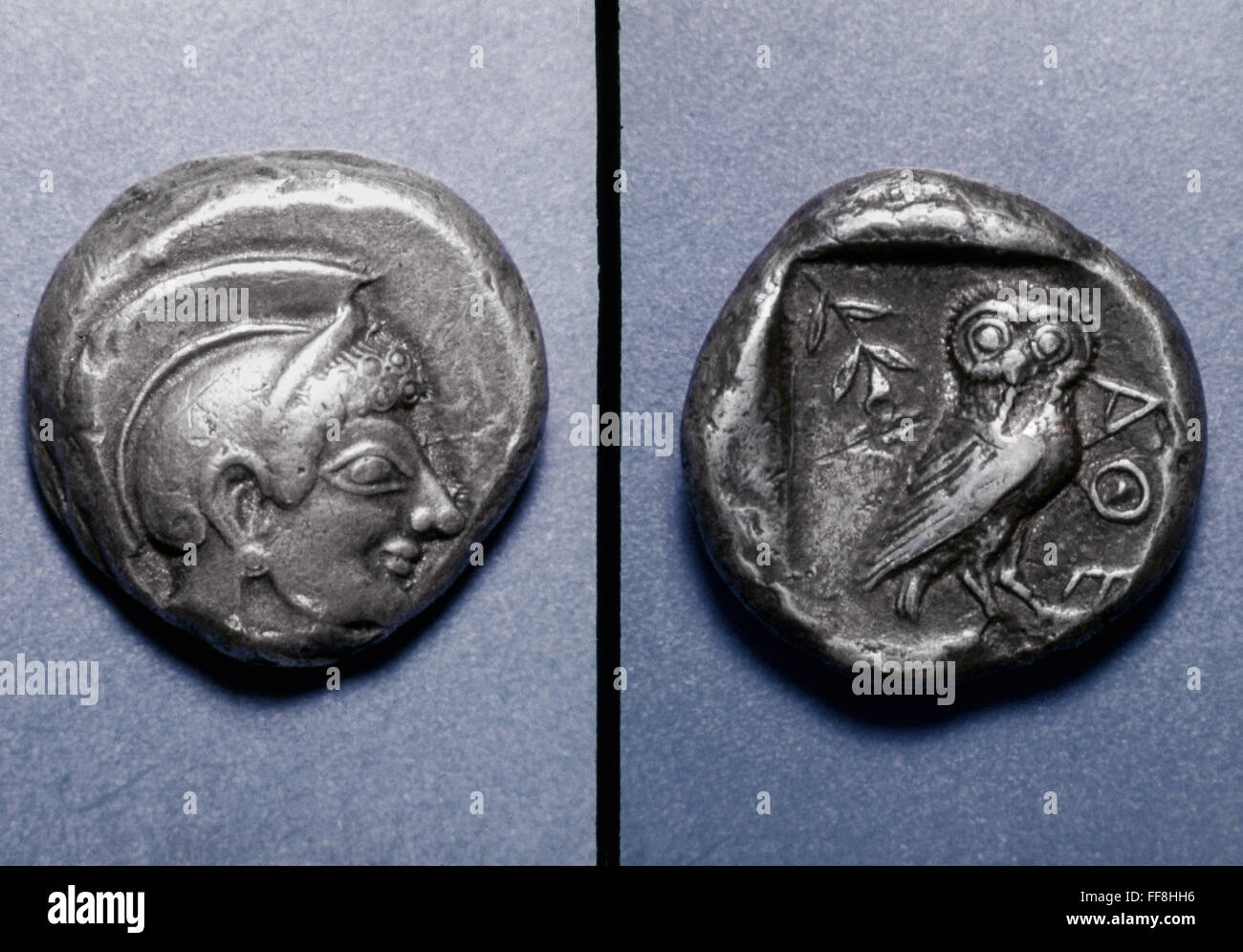 ATHENA/OWL COIN, c500 B.C. /nSilver tetradrachm of Athens, c500 B.C ...