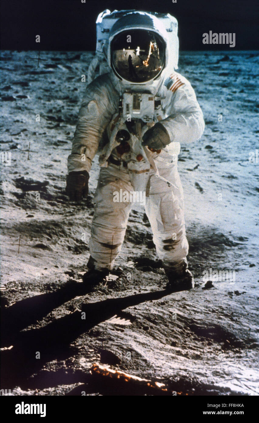 APOLLO 11: BUZZ ALDRIN. /nAstronaut Edwin 'Buzz' Aldrin standing on ...