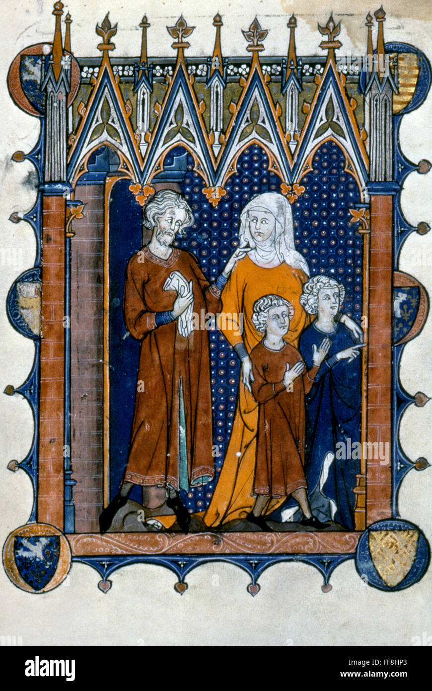 NOBILITY, c1290. /nA French family of nobility: manuscript illumination ...