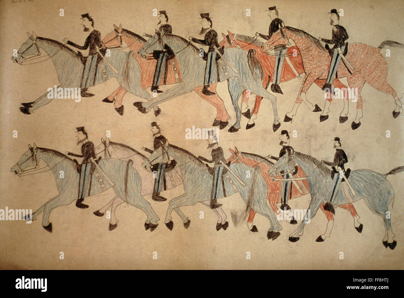 BATTLE OF LITTLE BIGHORN. /nCuster's troops approaching Native American ...