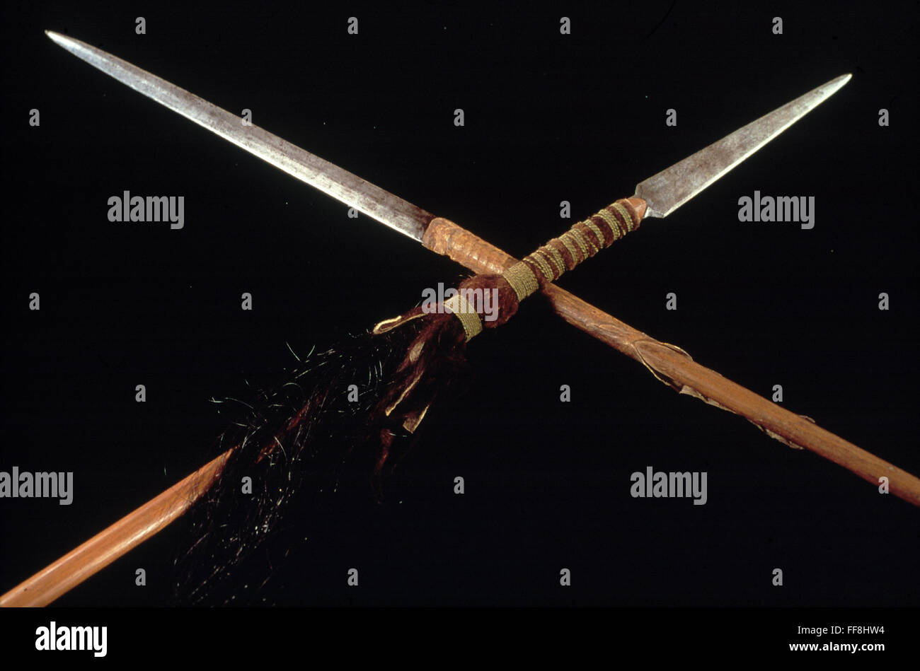 SIOUX NATIVE AMERICAN LANCES. /nSioux Native American lances with metal ...