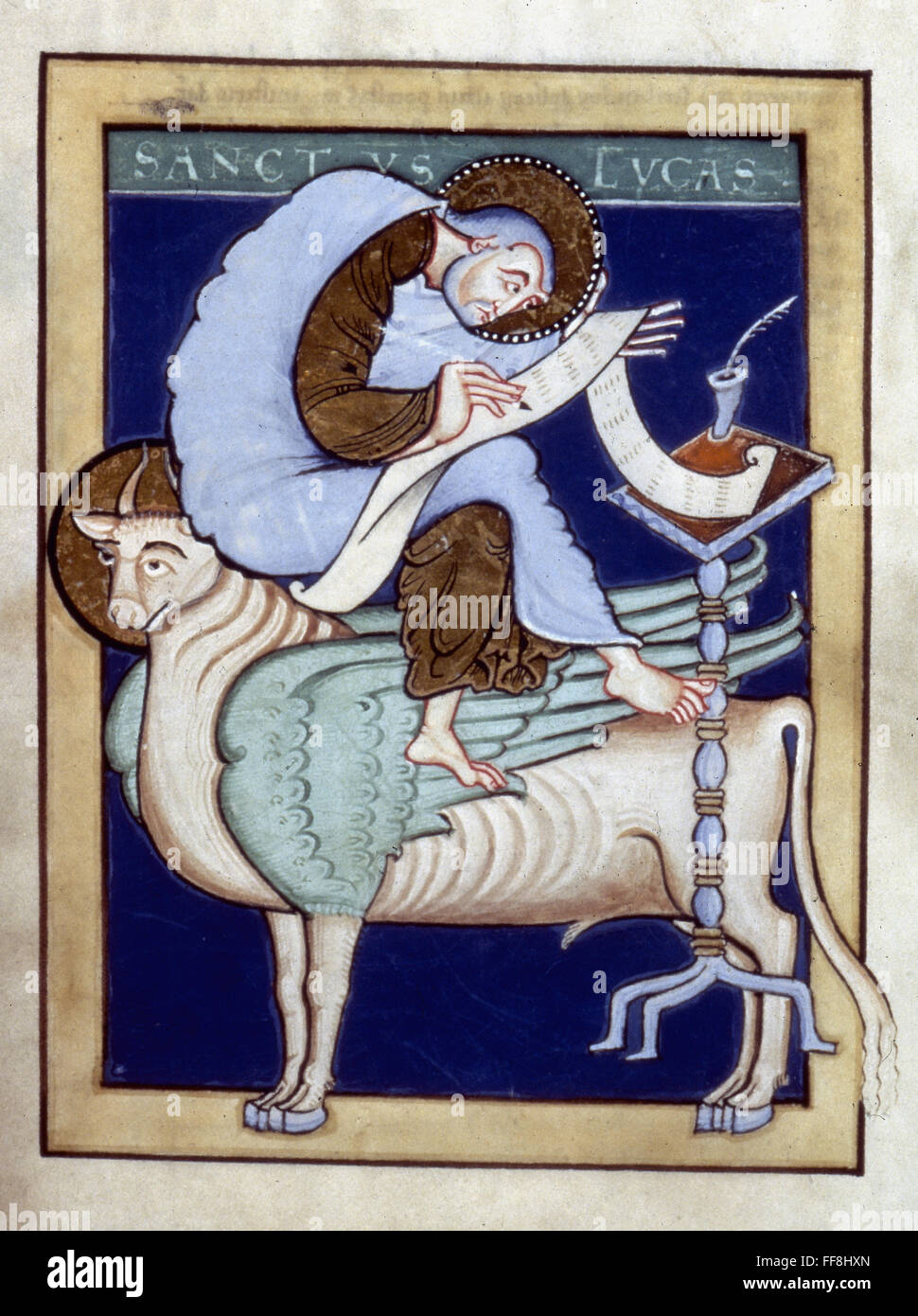 SAINT LUKE /nIn initial "P": illumination from a Bohemian Bible, 1391 ...