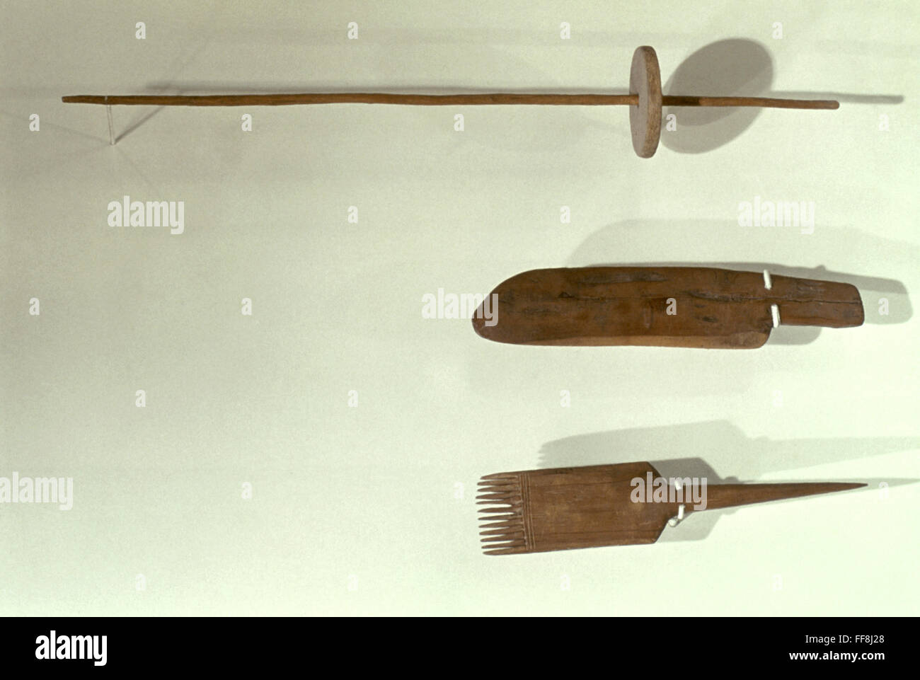 NATIVE AMERICAN TOOLS /nused for spinning and weaving, 1800 Stock Photo ...