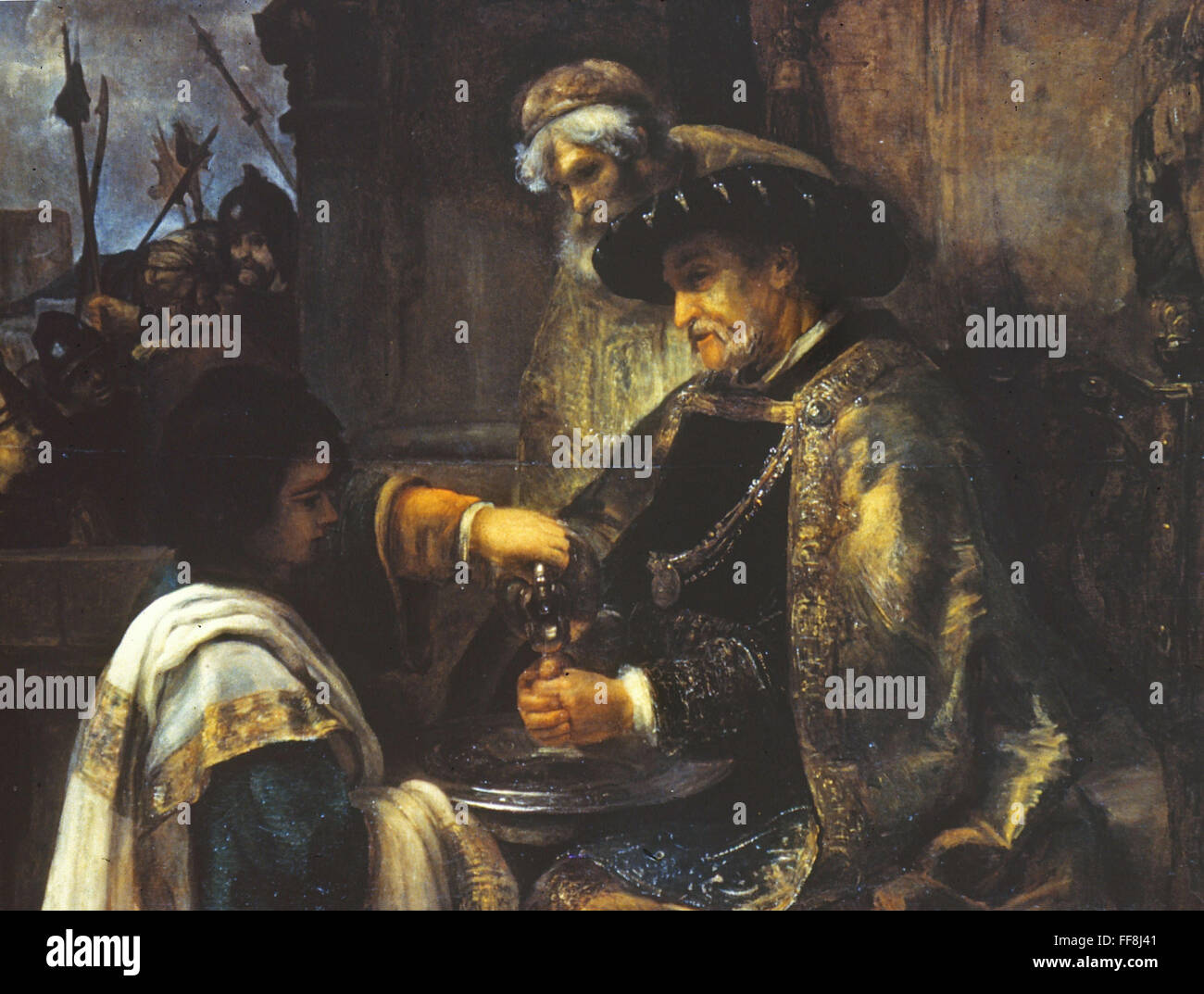 PONTIUS PILATE. /n'Pilate Washing His Hands.' Oil on canvas by a ...