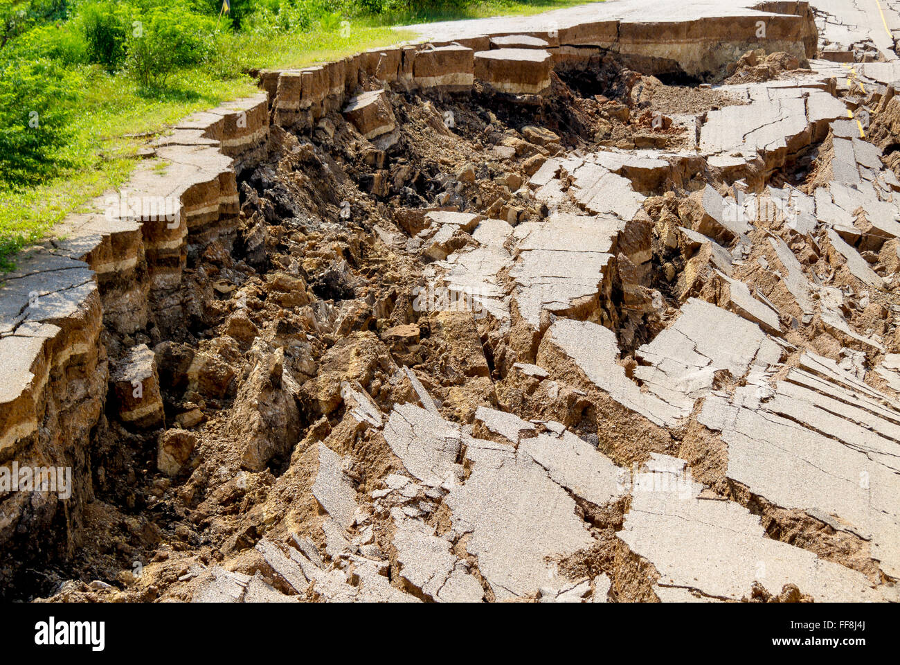 the collapse of the road caused by an earthquake Stock Photo - Alamy