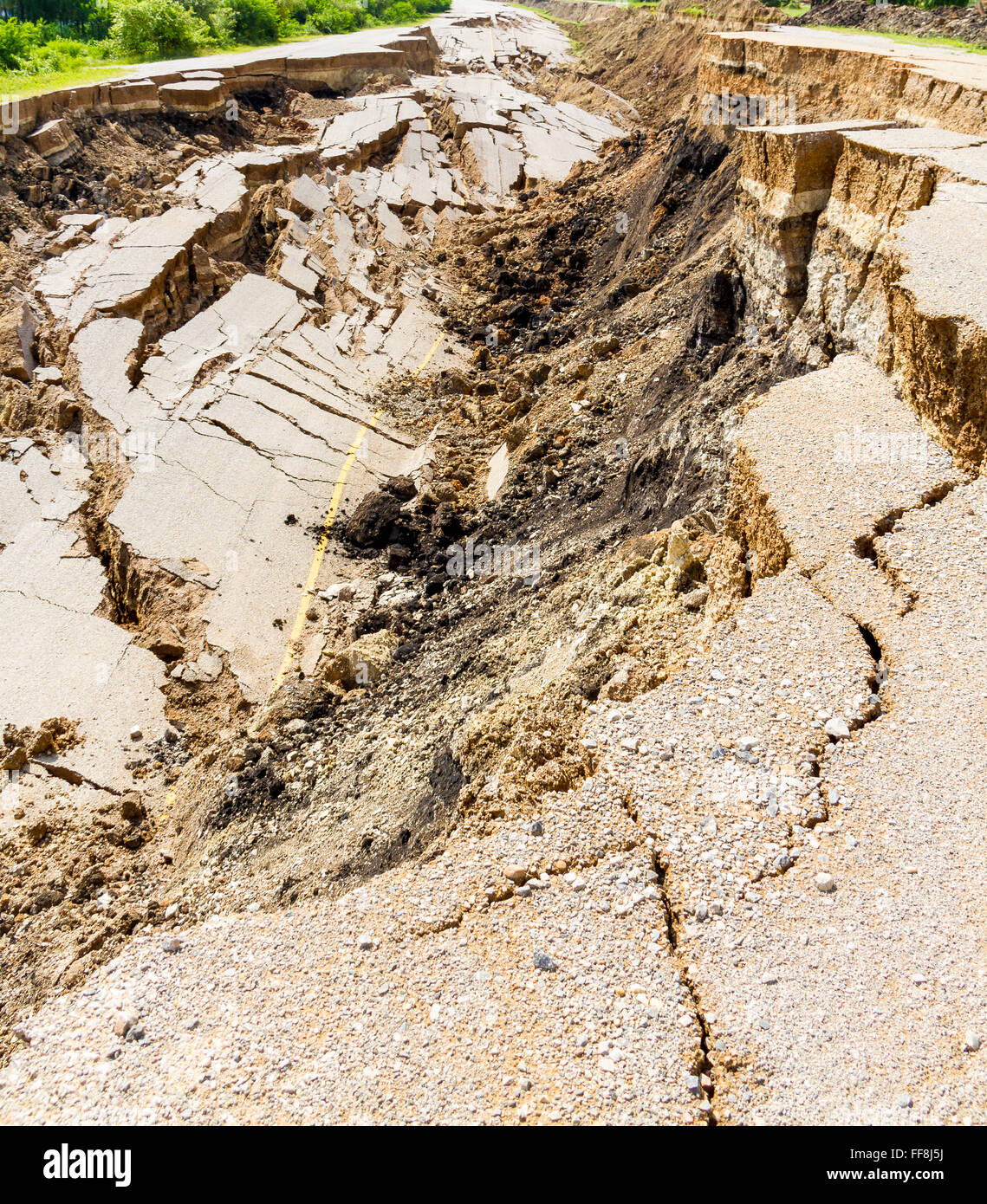 The collapse of the road caused by an earthquake Stock Photo - Alamy