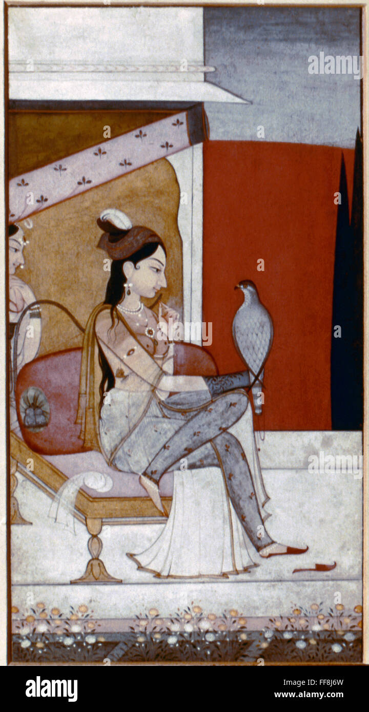 INDIA: LADY & HAWK, c1570. /nThe Lady with the Hawk. Guler (Punjab ...