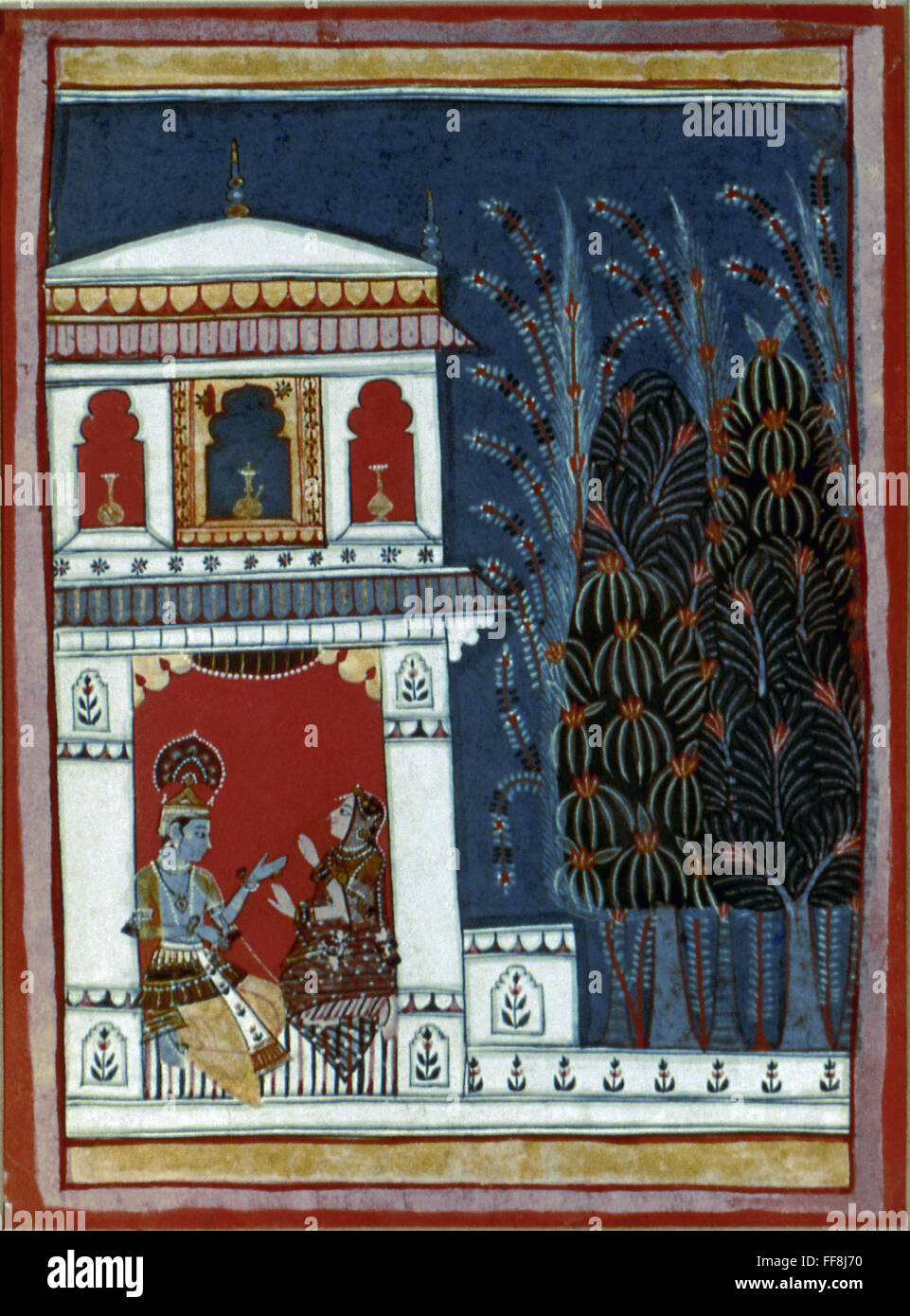 KRISHNA & LADY, c1660. /nBhairava in the form of Krishna conversing ...