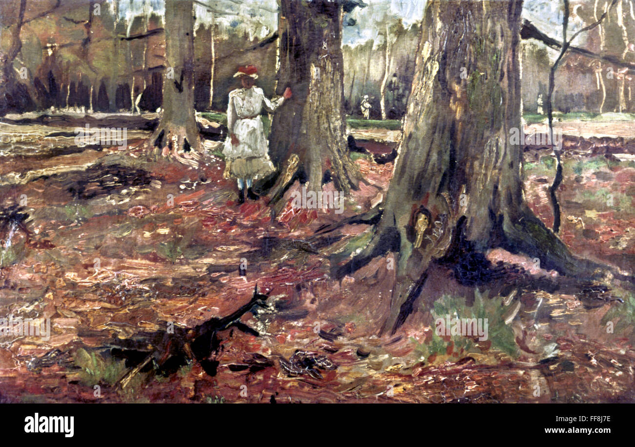 VAN GOGH: GIRL, 1882. /nYoung girl in a wood. Canvas by Vincent Van ...