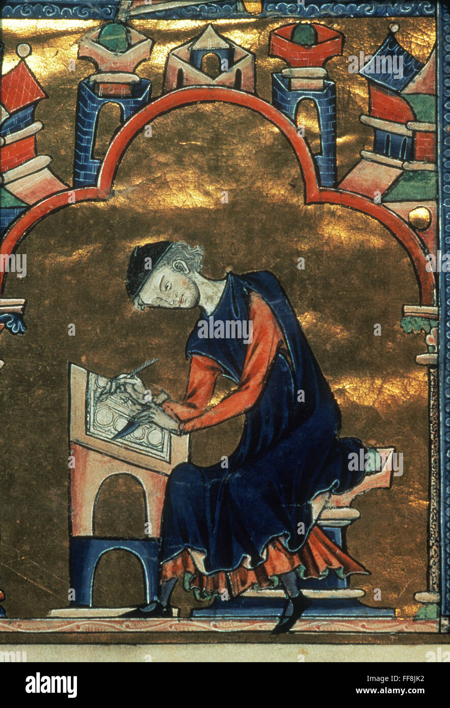 A SCRIBE, c1235. /nDetail from a French manuscript illumination, c1235 ...