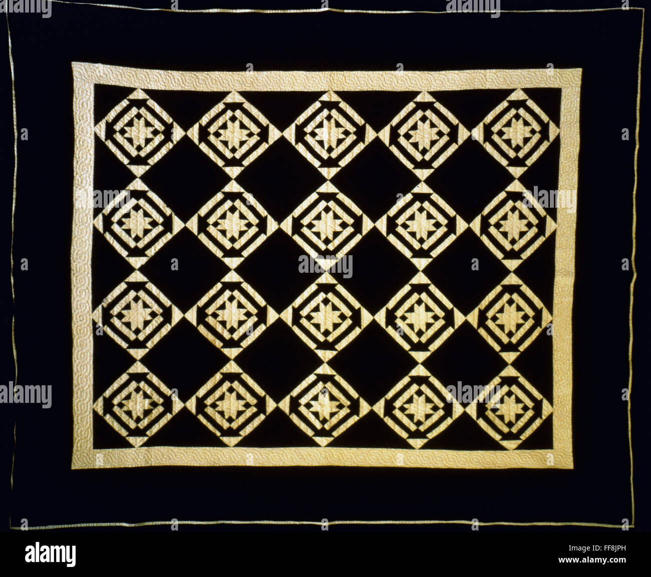 AMISH QUILT, c1940, /nwith 'hole in barn door' pattern, Indiana Stock ...