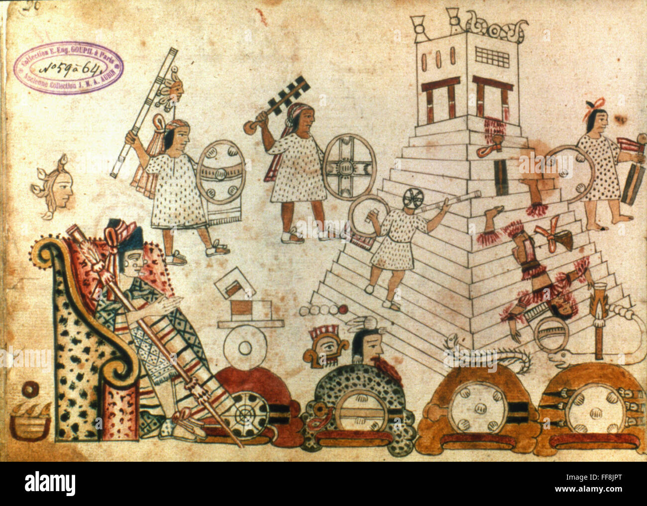 AZTEC SACRIFICE. /nScene of human sacrifice before Aztec emperor ...