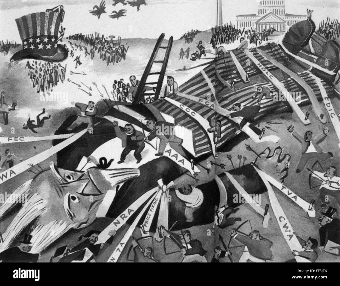 NEW DEAL: CARTOON, 1935. /nUncle Sam, like a latter-day Gulliver ... NEW DEAL: CARTOON, 1935. /nUncle Sam, like a latter-day Gulliver ...