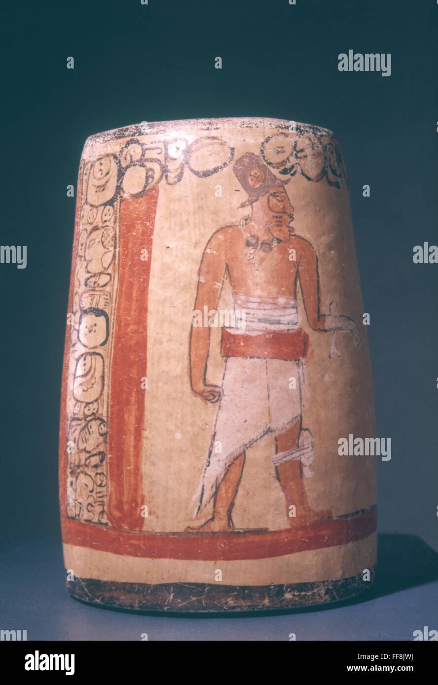 MAYAN VASE 600-900 A.D. /nVase with Mayan ballplayer. Painted clay ...