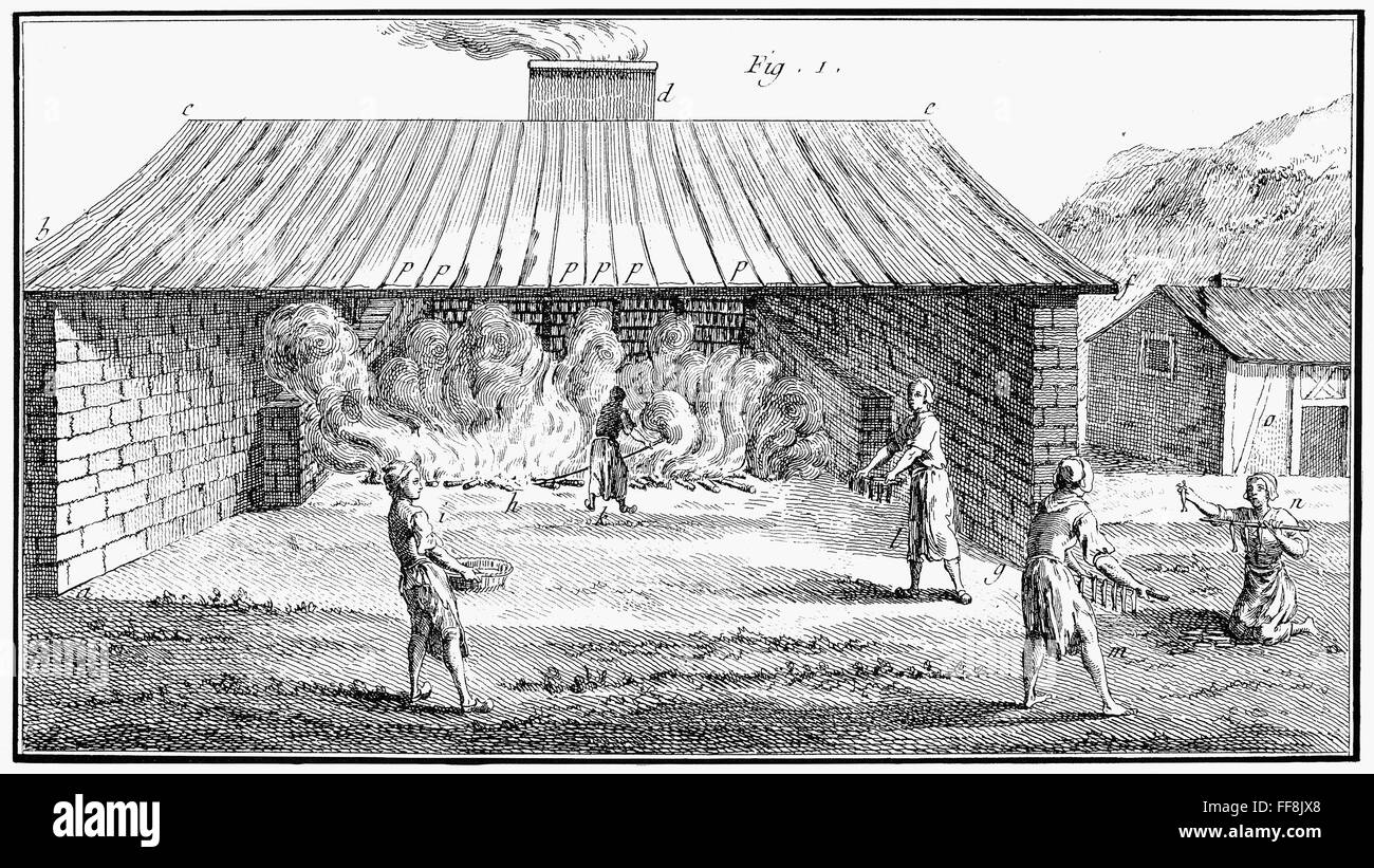 CURING FISH, 18th CENTURY. /nThe smoking of fish. Copper engraving ...