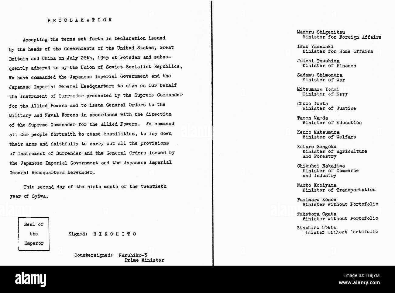 World war ii japan surrender hi-res stock photography and images - Alamy