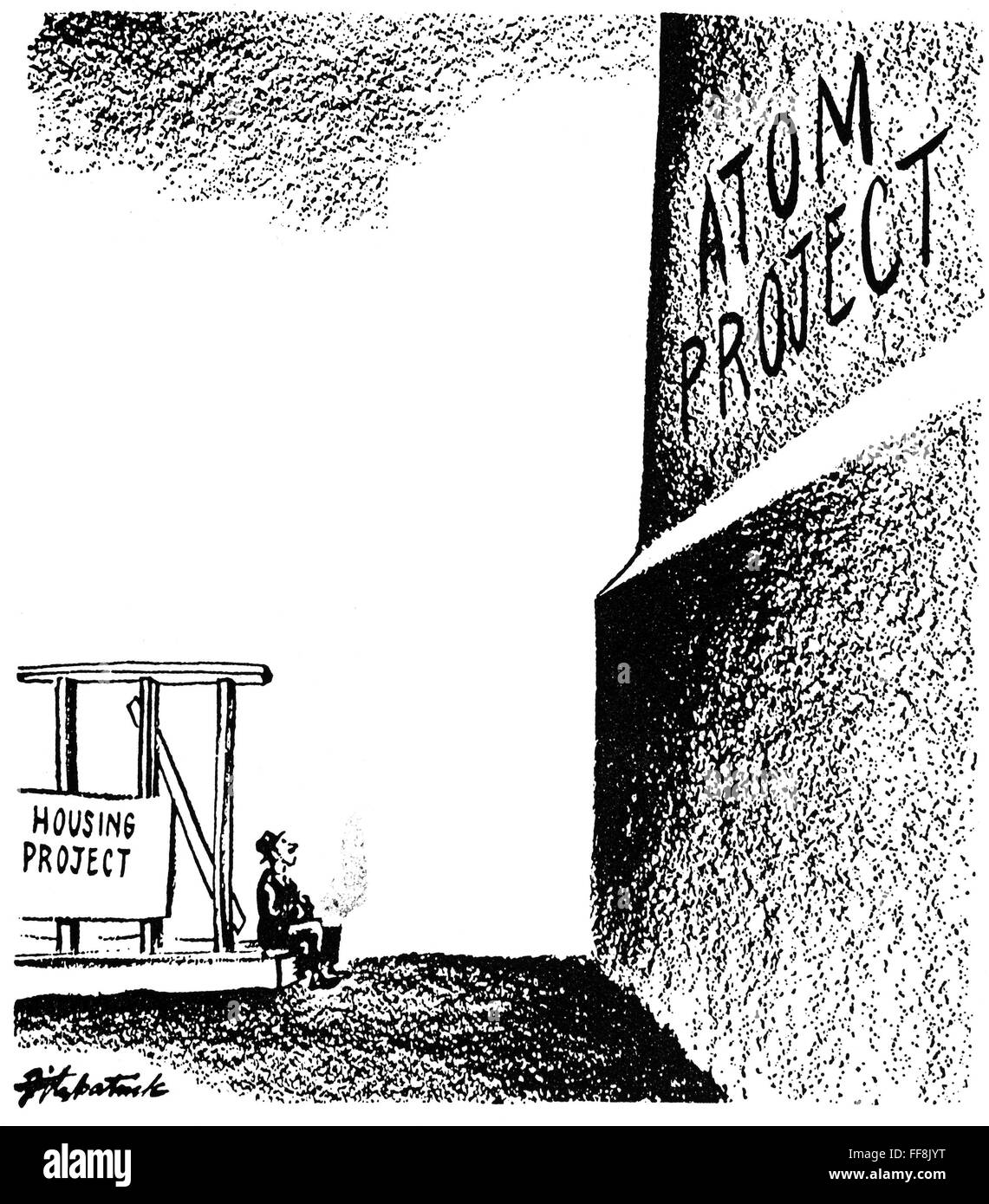 ATOMIC BOMB CARTOON, 1946. /n'America's Peculiar genius.' Cartoon, 1946 ...