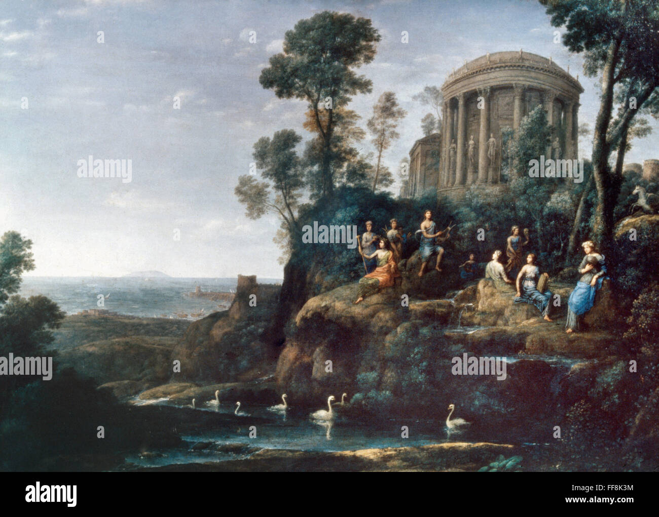 APOLLO AND THE MUSES. /n'Apollo and the Muses on Mount Helicon.' Oil on ...