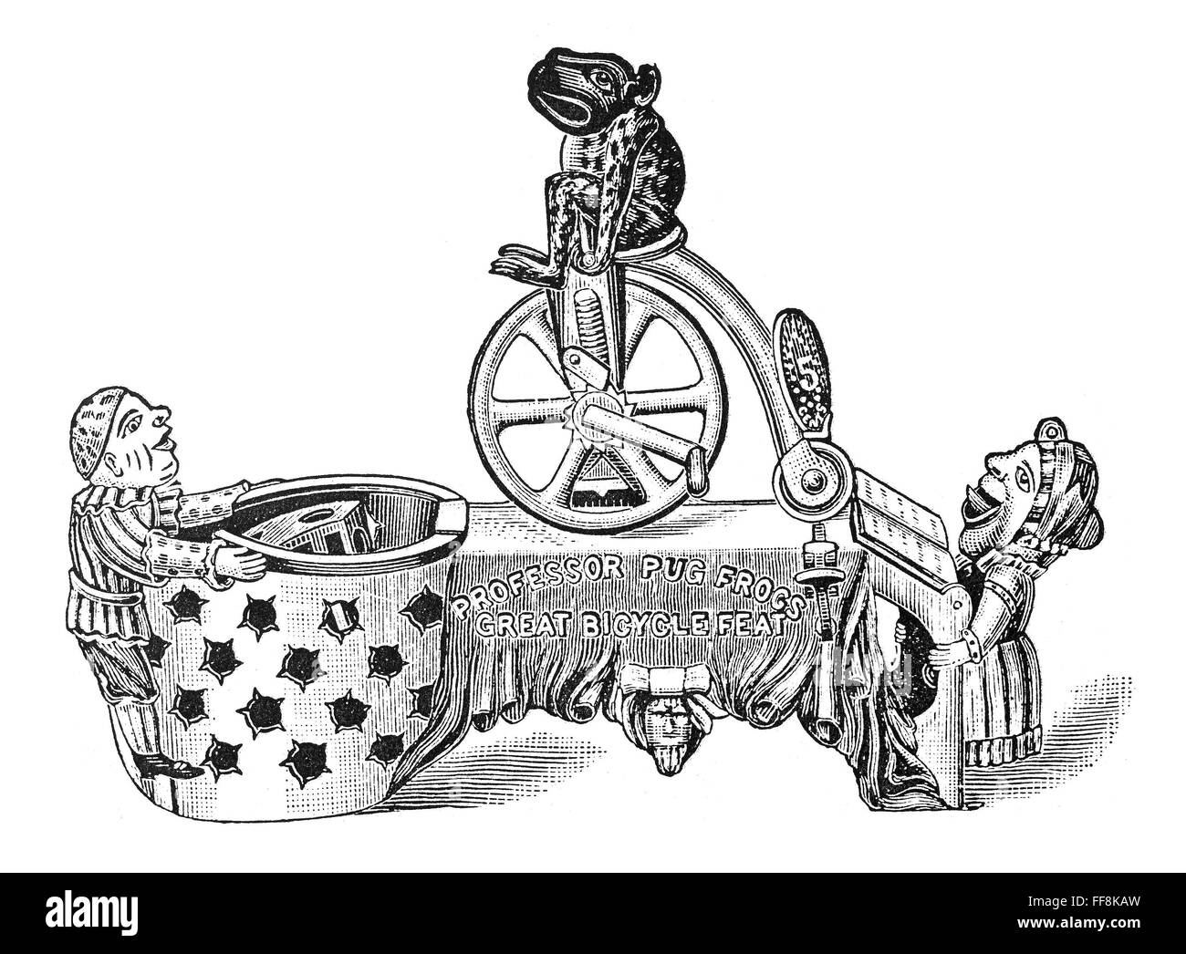 TOY, 1891. /n'Professor Pug Frog's Great Bicycle Feat.' Wood engraving ...