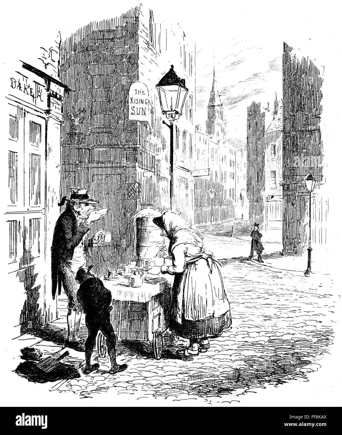 DICKENS: SKETCHES BY BOZ. /n'The streets, morning.' Etching by George ...
