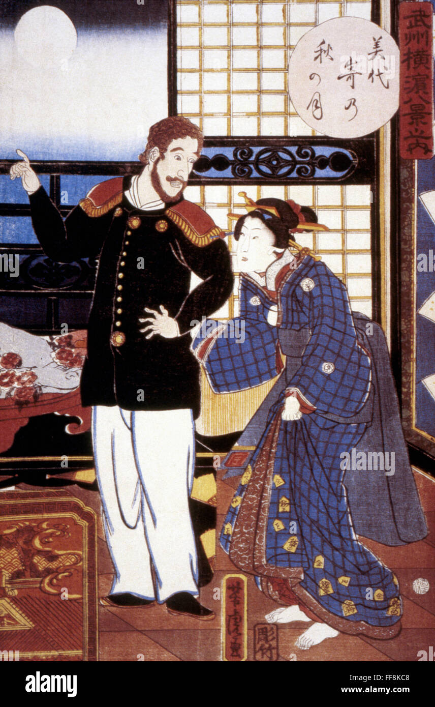 SAILOR AND COURTESAN, 1861. /nWestern sailor and courtesan in Yokohama ...