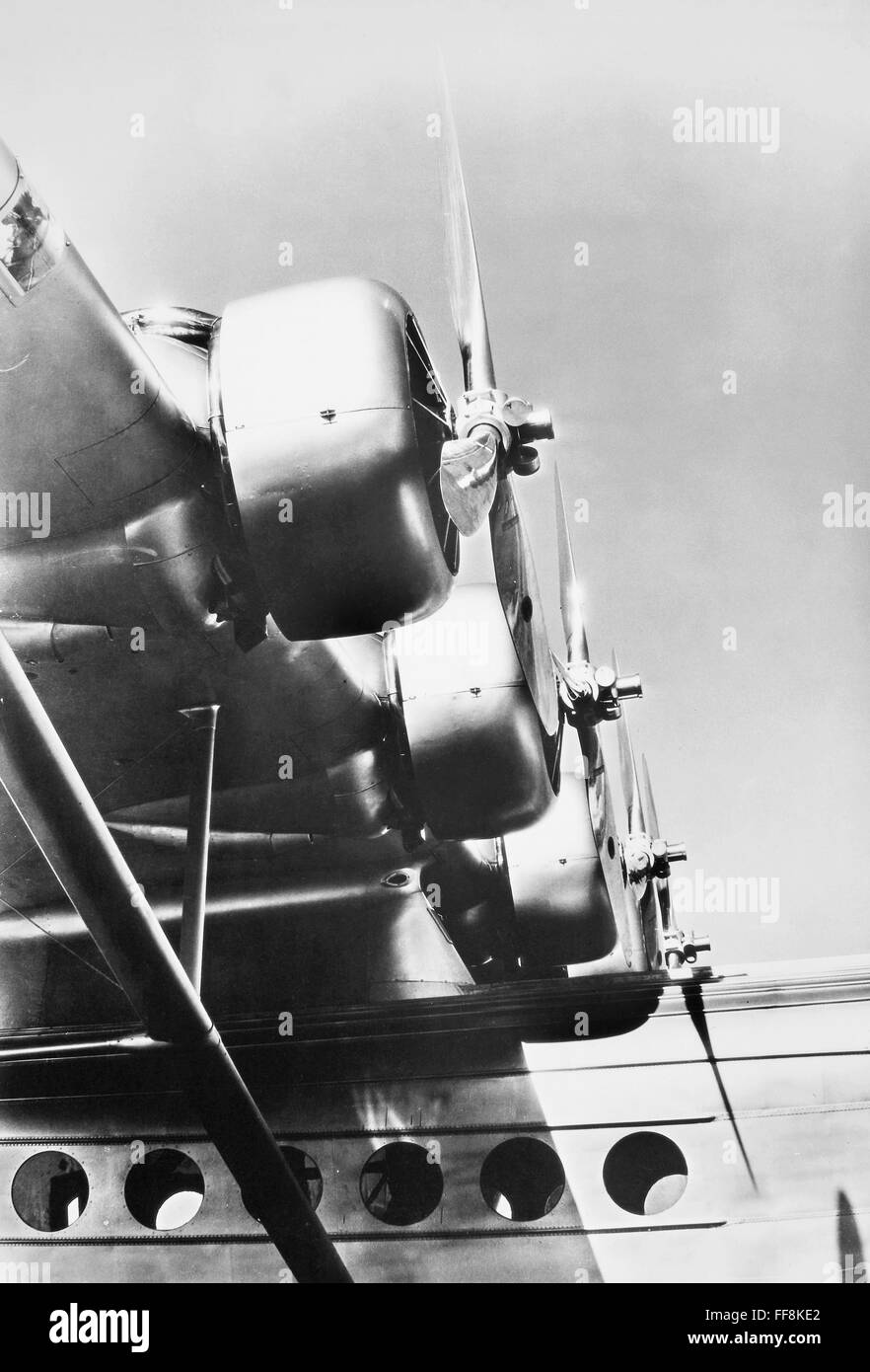 SIKORSKY ENGINES, 1937. /nStarboard engines of a Sikorsky S-42 flying ...