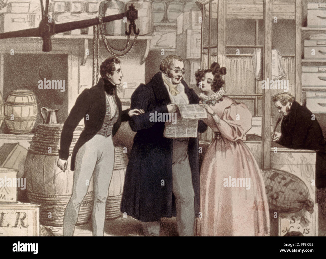 PARIS: MERCHANT, c1835. /nAt Rue de la Verrerie. Color lithograph Stock ...