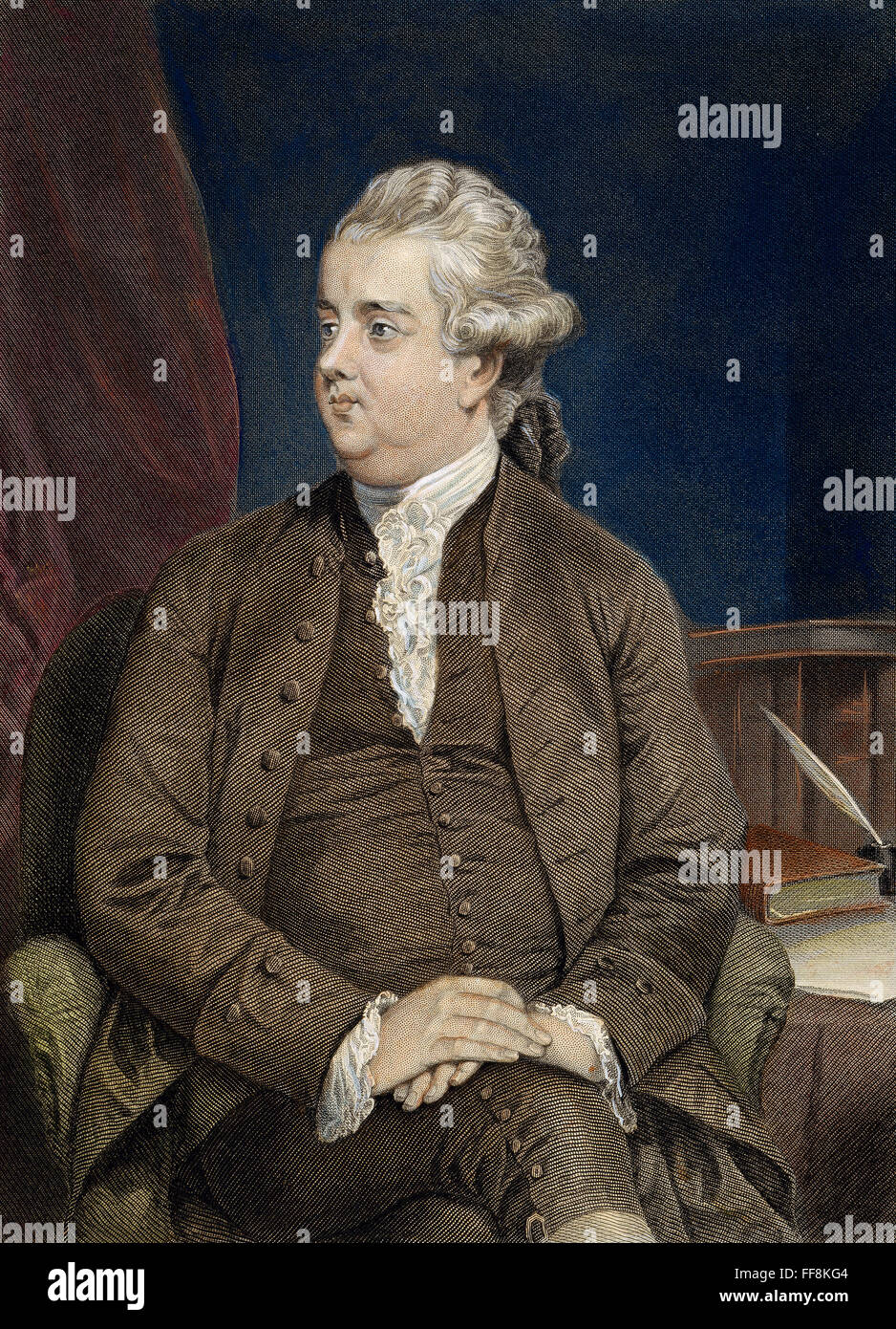 EDWARD GIBBON (1737-1794). /nEnglish historian: colored engraving after ...