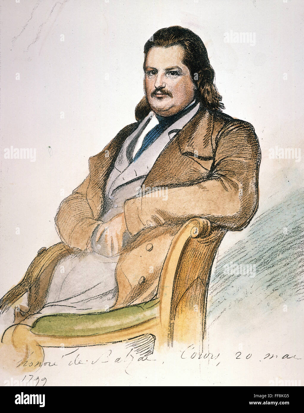 HONORE de BALZAC (1799-1850). /nFrench writer. Drawing, 1845, by Karl ...