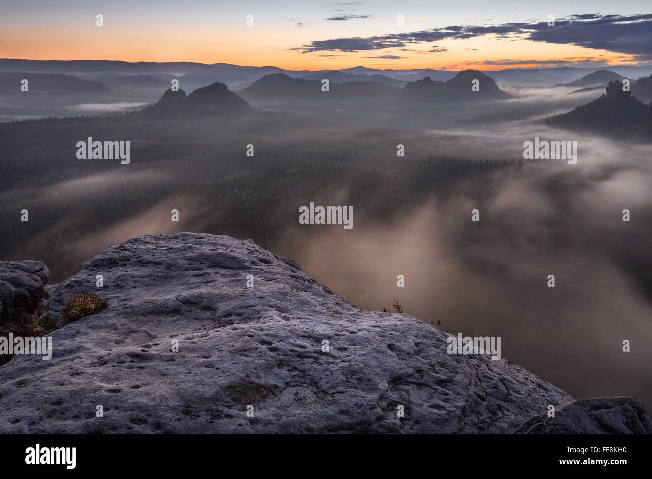 sunrise from Kleiner Winterberg, Saxon Switzerland Stock Photo - Alamy
