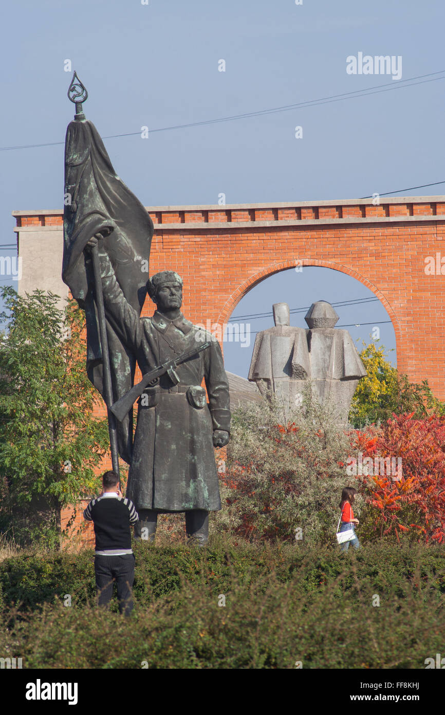 Communist-era Red Army Soldier statue (1947) in the Memento Park ...