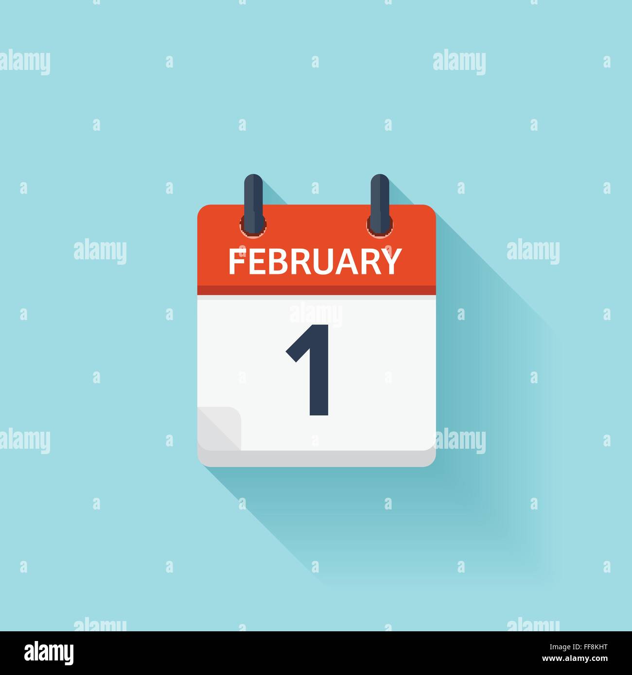 February 1. Vector flat daily calendar icon. Date and time, day, month ...