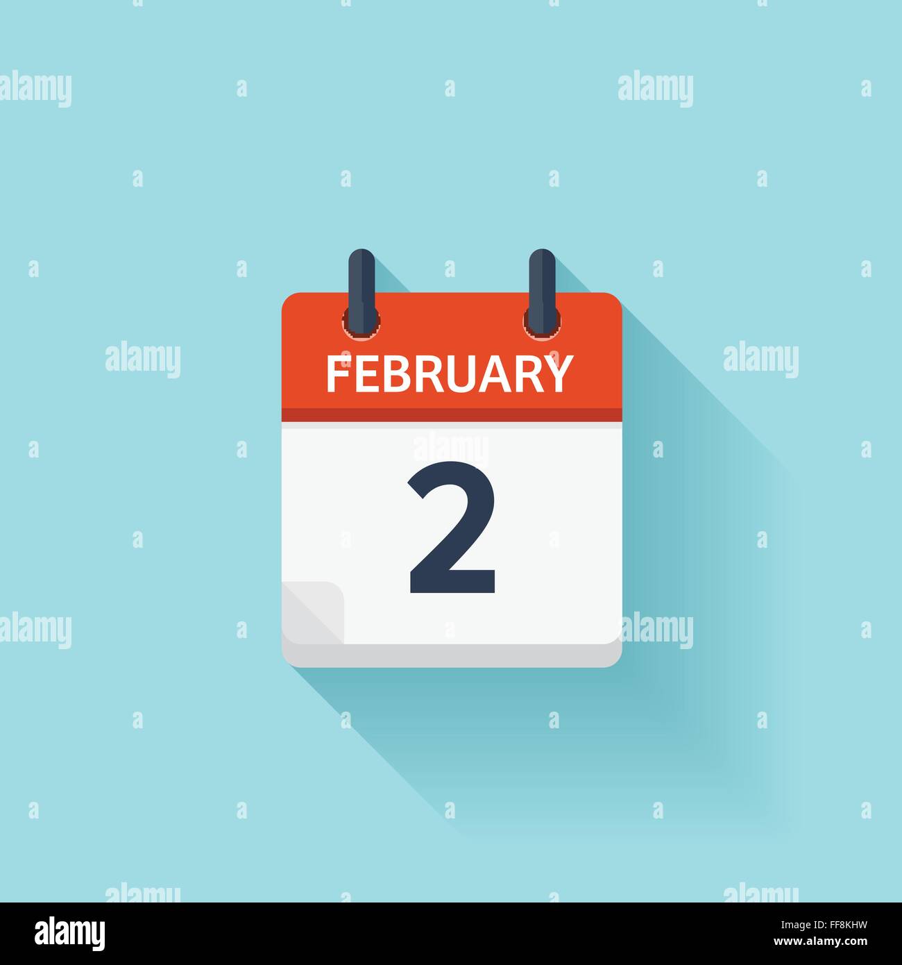 February 2. Vector flat daily calendar icon. Date and time, day, month ...