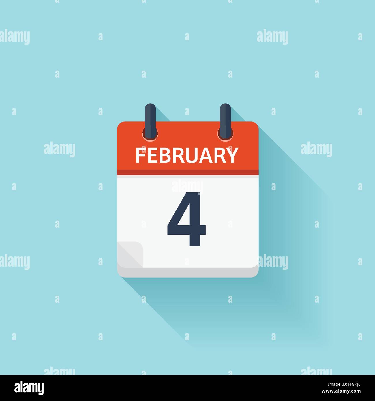 February 4. Vector flat daily calendar icon. Date and time, day, month ...