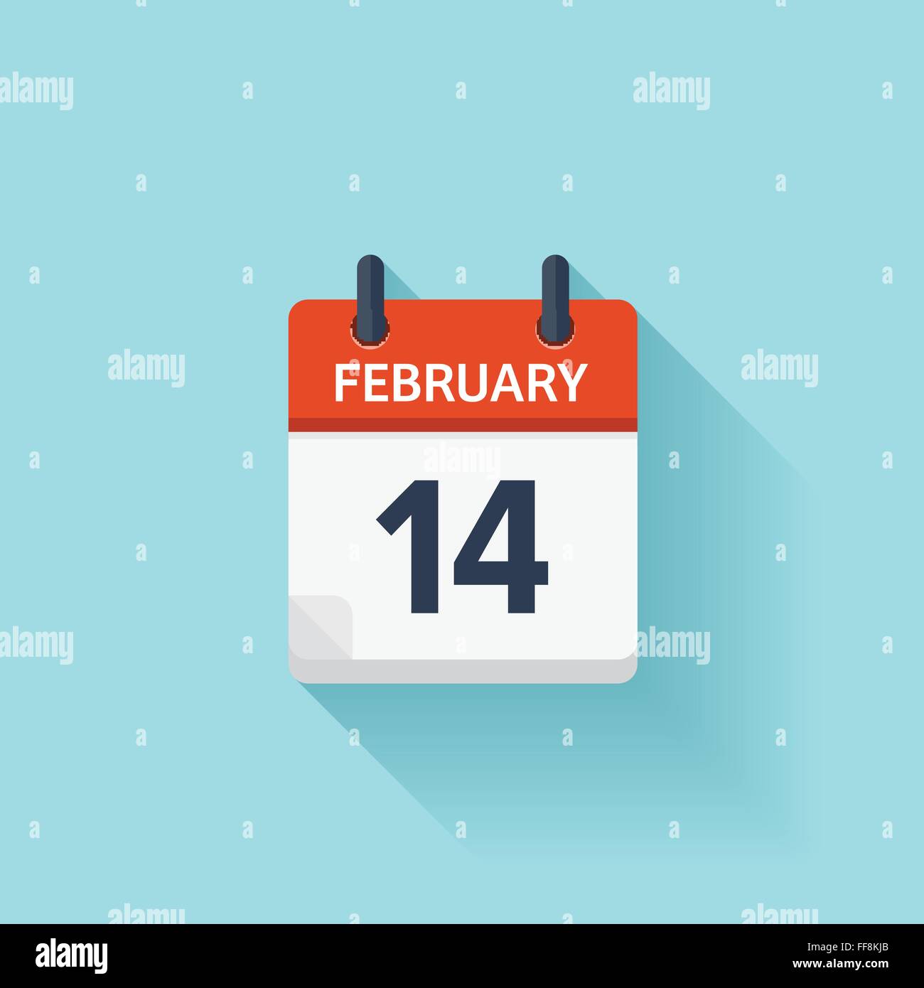 February 14. Vector flat daily calendar icon. Date and time, day, month ... February 14. Vector flat daily calendar icon. Date and time, day, month ...
