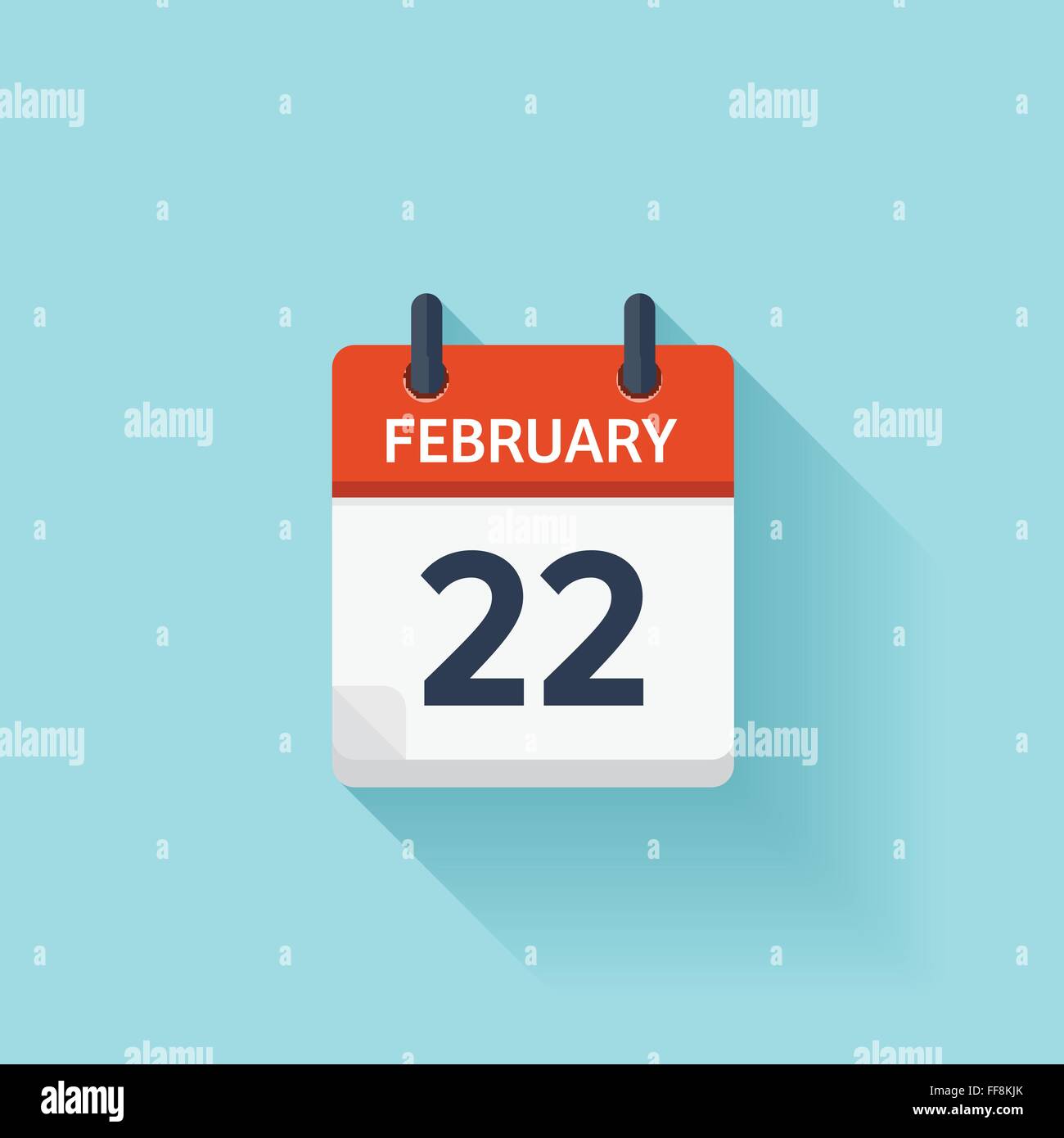 February 22. Vector flat daily calendar icon. Date and time, day, month ...