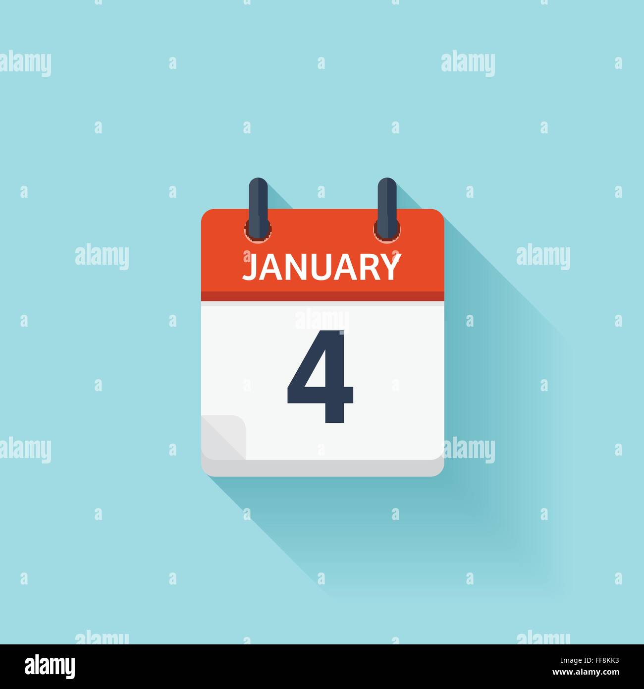 January 4. Vector flat daily calendar icon. Date and time, day, month ...