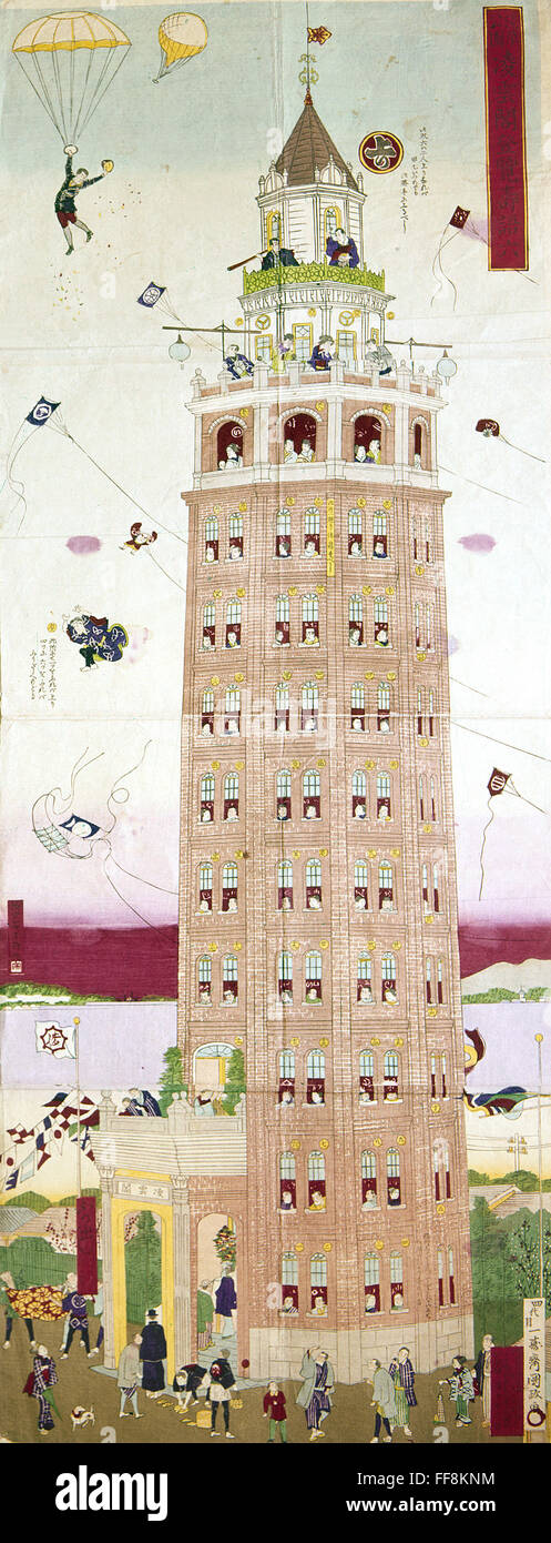 JAPAN: SKYSCRAPER, 1890. /nTokyo's first skyscraper, the Ryounkaku ...