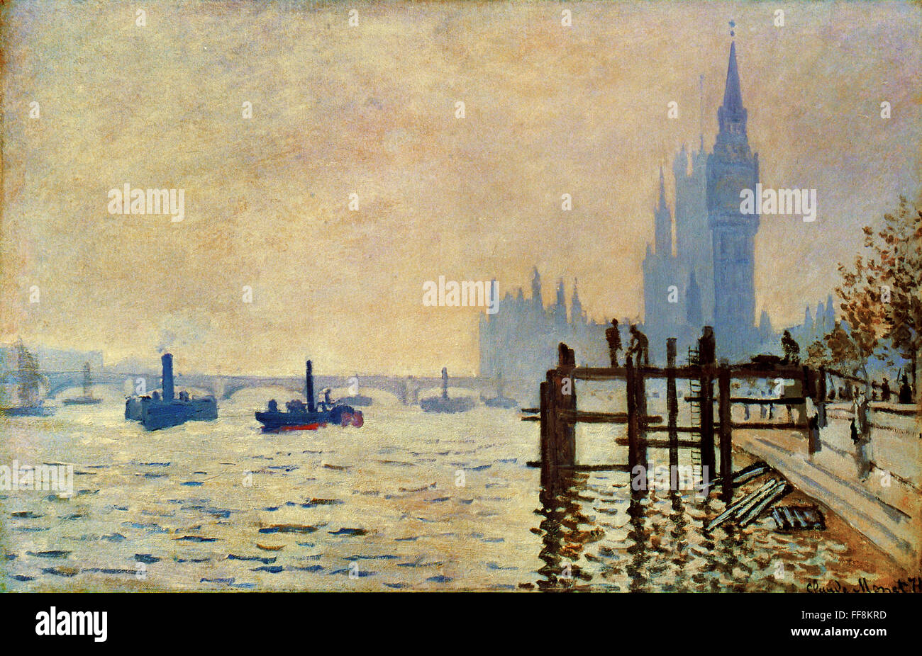 MONET: THAMES, 1871. /nClaude Monet: The Thames below Westminster. Oil ...