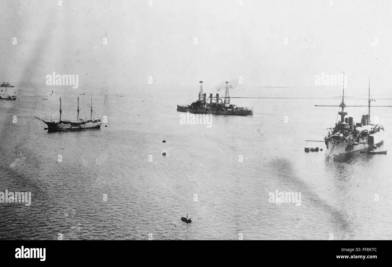 MEXICAN EXPEDITION, 1914. /nThe USS 'Michigan' in Veracruz Harbor ...