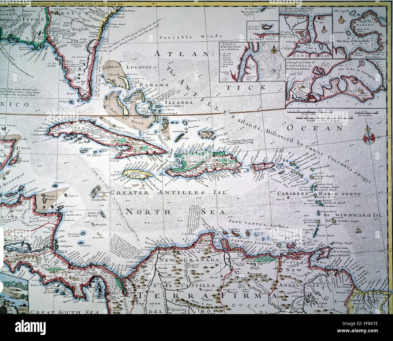 MAP: TRADE WINDS. /nDetail of a map of the West Indies engraved by ...