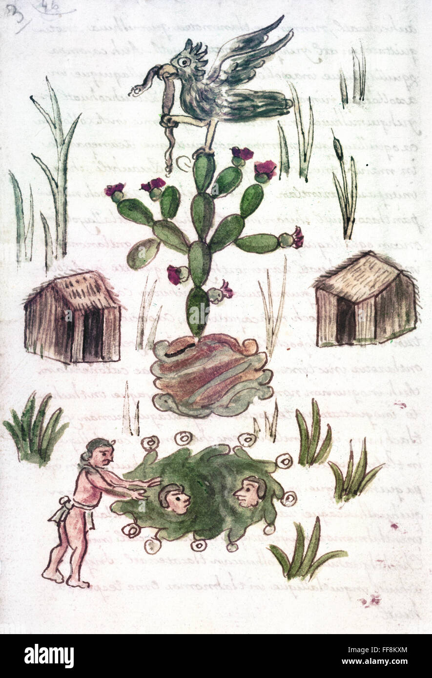 FOUNDING OF TENOCHTITLAN. /nLegendary founding of Tenochtitlan by ...