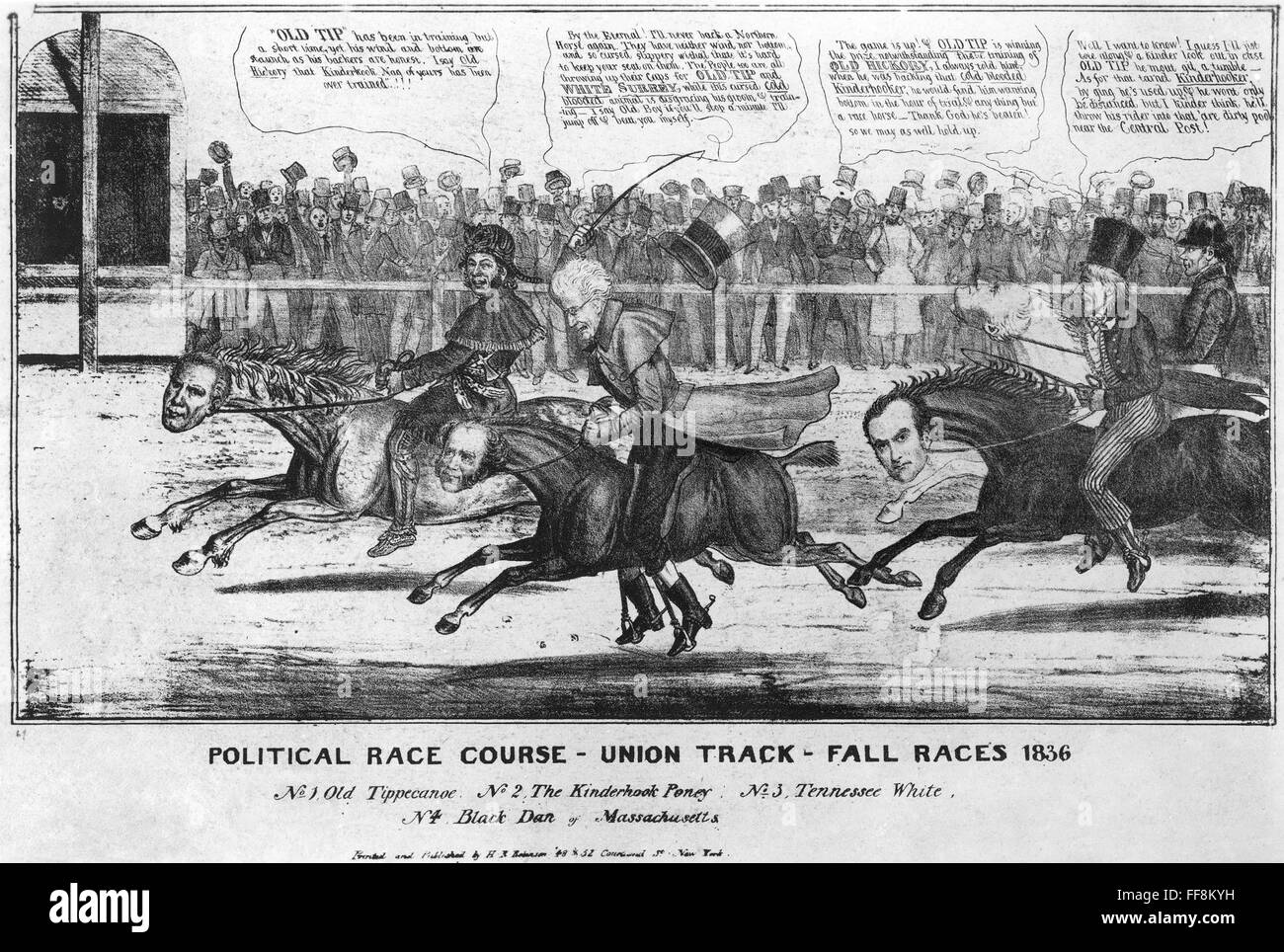 CARTOON: CAMPAIGN, 1836. /nA pro-Harrison lithograph cartoon of 1836 ...