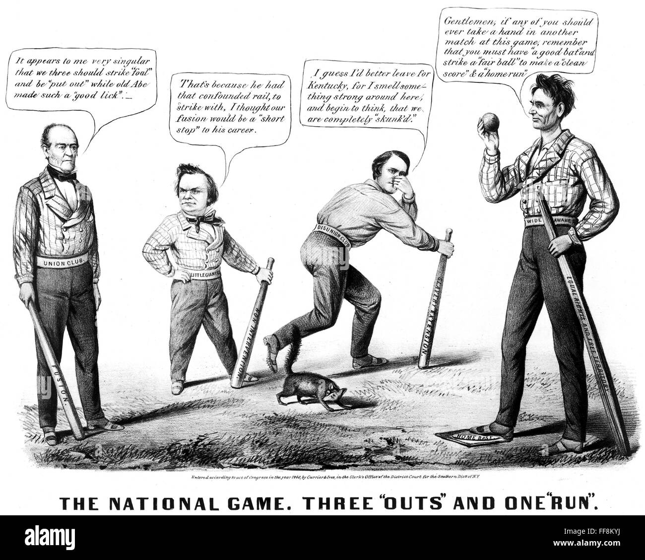 PRESIDENTIAL CAMPAIGN, 1860. /nA pro-Lincoln cartoon by Currier & Ives ...