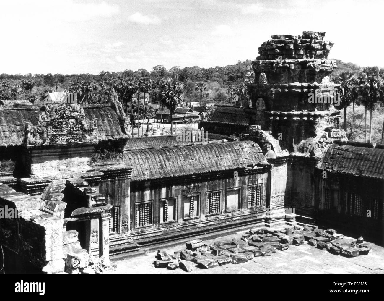 CAMBODIA: ANGKOR WAT. /nA partial view of the Angkor Wat ruins, 1960 ...