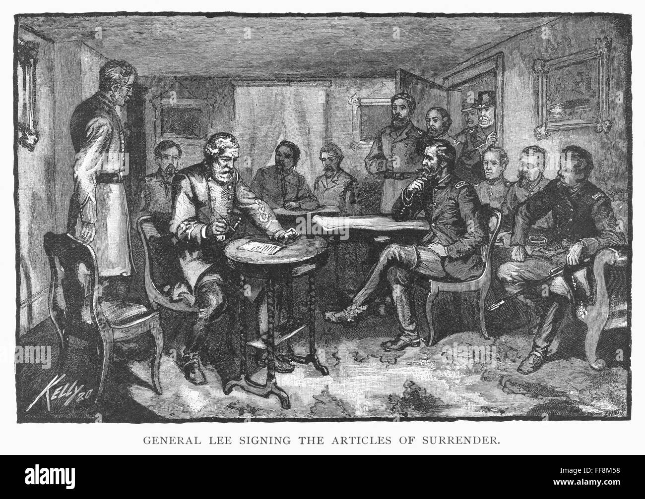 LEE'S SURRENDER, 1865. /nThe surrender of General Lee to General Grant ...