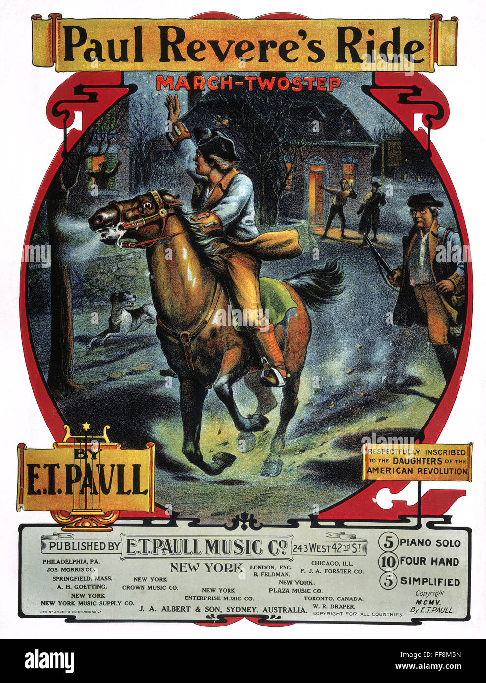 PAUL REVERE'S RIDE. /nAmerican sheet music cover, 1905, for 'Paul ...