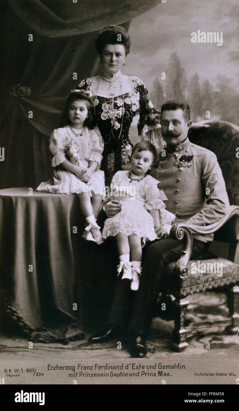 FRANZ FERDINAND. /nThe archduke of Austria (1863-1914), with Archduchess Sophie and their ...