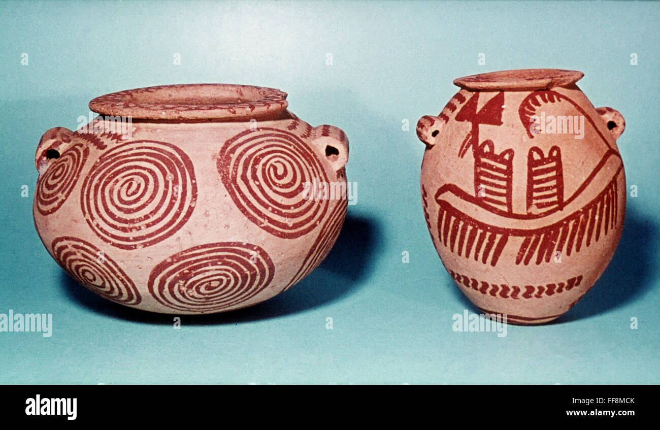 EGYPT: TWO GERZEAN POTS. /nFrom El-Amra, Egypt, c3400 B.C Stock Photo ...