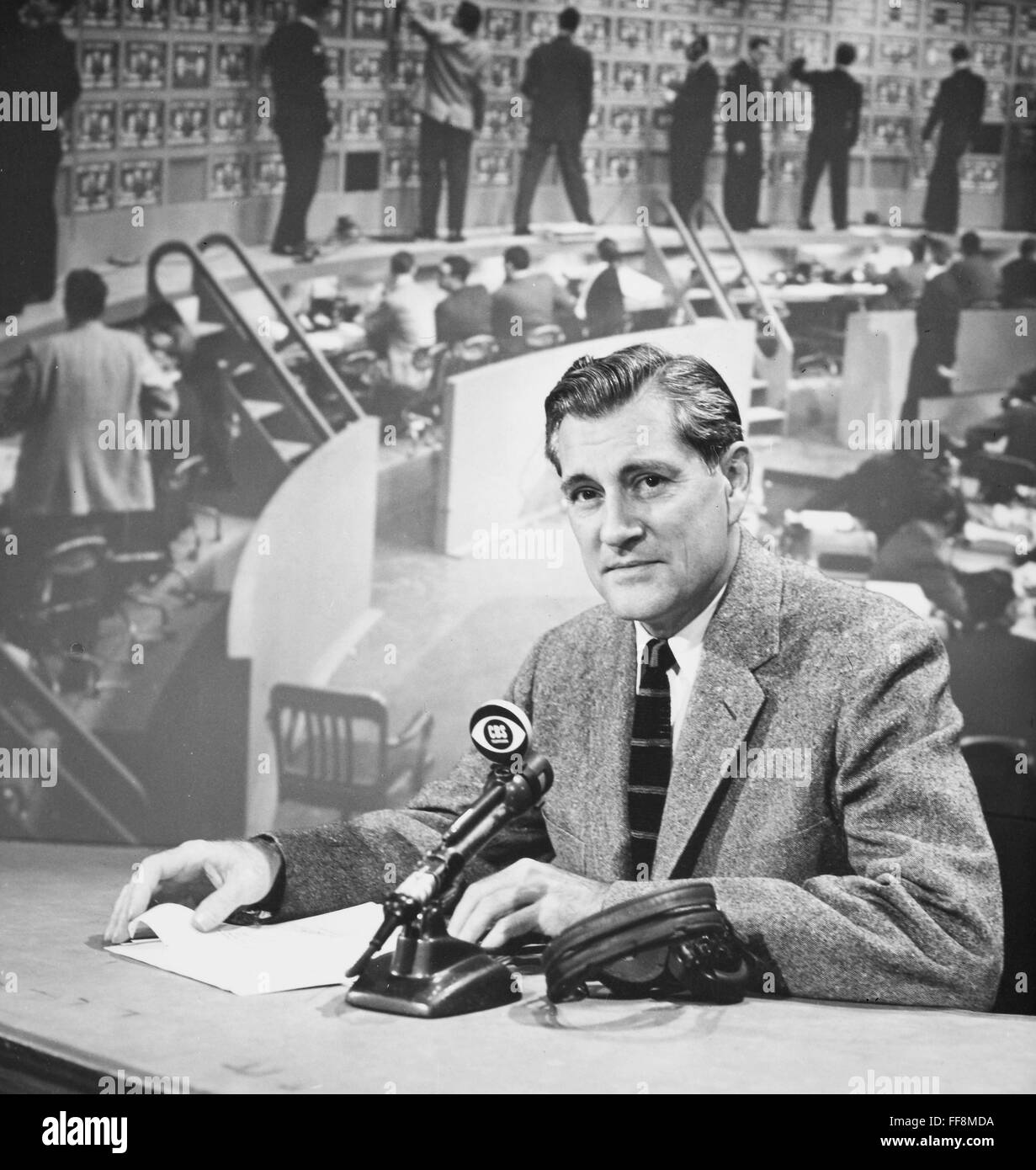 ERIC SEVAREID (1912-1992). /nAmerican journalist. Sevareid on the set ...